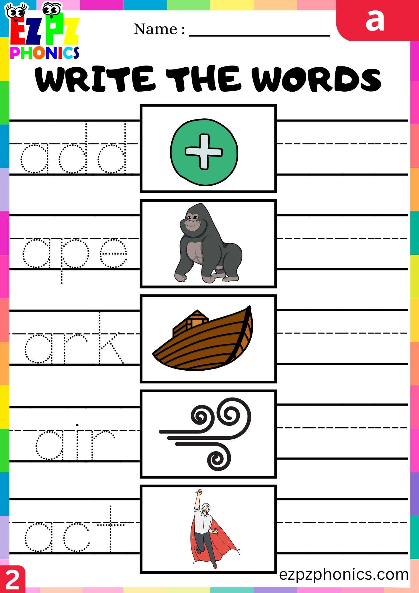 Group2 Letter a Write the Words Beginning Sounds Worksheet - ezpzphonics.com